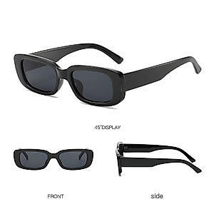 ZYApril Small Retro Square Sunglasses Women - UV 400 Vintage Rectangle driving, walking, traveling Glasses (balck02, 50)