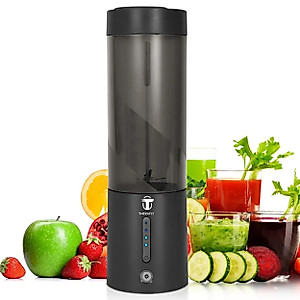 THERAFLY Portable Blender, Personal Travel Sized 16oz for Fruit Smoothies, 6 Sharp Blades, Mini USB Rechargeable, Waterproof, Powerful Electric Juicer with Carrying Handle for Traveling & Gym (Black)