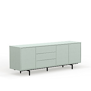 Glenwillow Home Atlas 78" x 28" Highboy Modern TV Stand Cabinet and Sideboard - Jade Ocean Frame, Jade Ocean Door/Drawers, Black Base