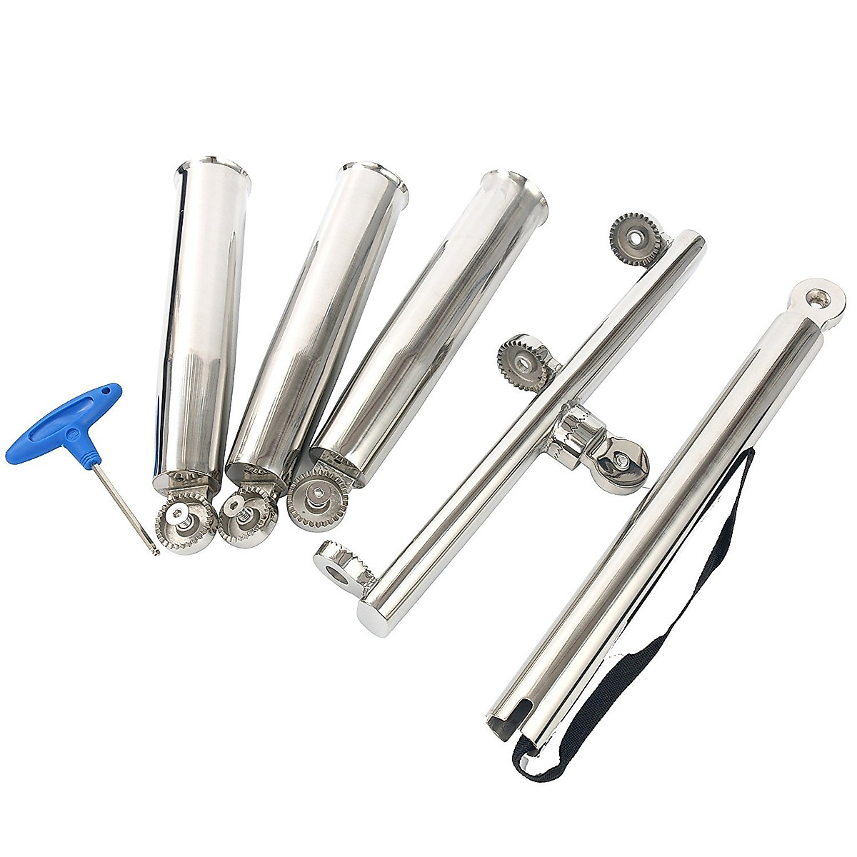 3 Tube Silver Highly Polished Stainless Steel Trident Outrigger Stylish Rod Holder - Triple Rod Holder , Kite Fishing Mount 3-Rod Holder -9998S