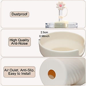 Silicone Boot and Straw Cover for Stanley Cup 40 oz, Bottom Sleeve Protector Accessories for Stanley, Anti-Slip, Anti-noise, Protective (Cream, 40oz)