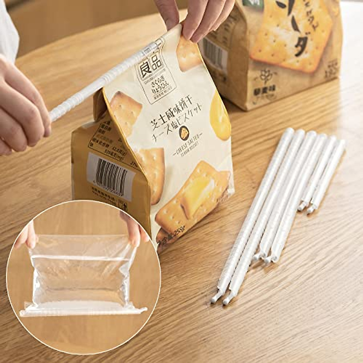 Pack of 12 Plastic Chip Clip Stick, Reusable Bag Sealer Stick for Kids Snacks Seasoning Cooking Backing, Stay Fresh Bag Sealer Sticks Kit, 4 Size in One Set