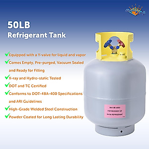 Flame King YSNR501 50 Pound Refrigerant Recovery Cylinder Tank , Gray