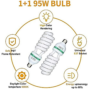 MOUNTDOG Softbox Lighting Kit 20"X28" Professional Photography Continuous Photo Studio Equipment with 2pcs 95W E27 Socket 5500K Video Lighting Bulb for Filming Portraits Shoot