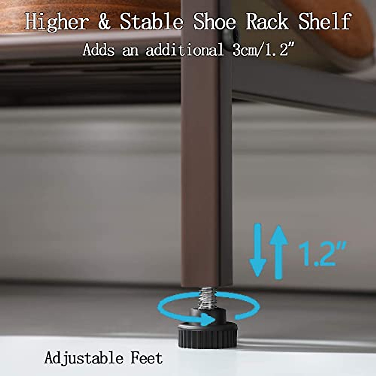 SONGMICS Shoe Rack 8 Tier Tall Shoe Storage Organizer, Sturdy Metal Narrow Shoe Rack Shelf for Closet Entry Small Space, Slim Shoe Stand Holder for 16-24 Pairs, Stackable Vertical Shoe Tower, Bronze