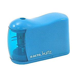 X-ACTO 2012685 Buzz Battery Pencil Sharpener, Assorted Colors, Safety Shut-off When Receptacle is Removed, Steel Razor Cutter, Color May Vary