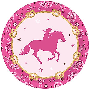 93 Pieces Western Cowgirl Birthday Party Decorations Pack- Serves 8 - Wild West Cowgirl Theme Birthday Party Supplies Includes Cowgirl Birthday Party Paper Plates Napkins Cups and Plastic Cutlery Set