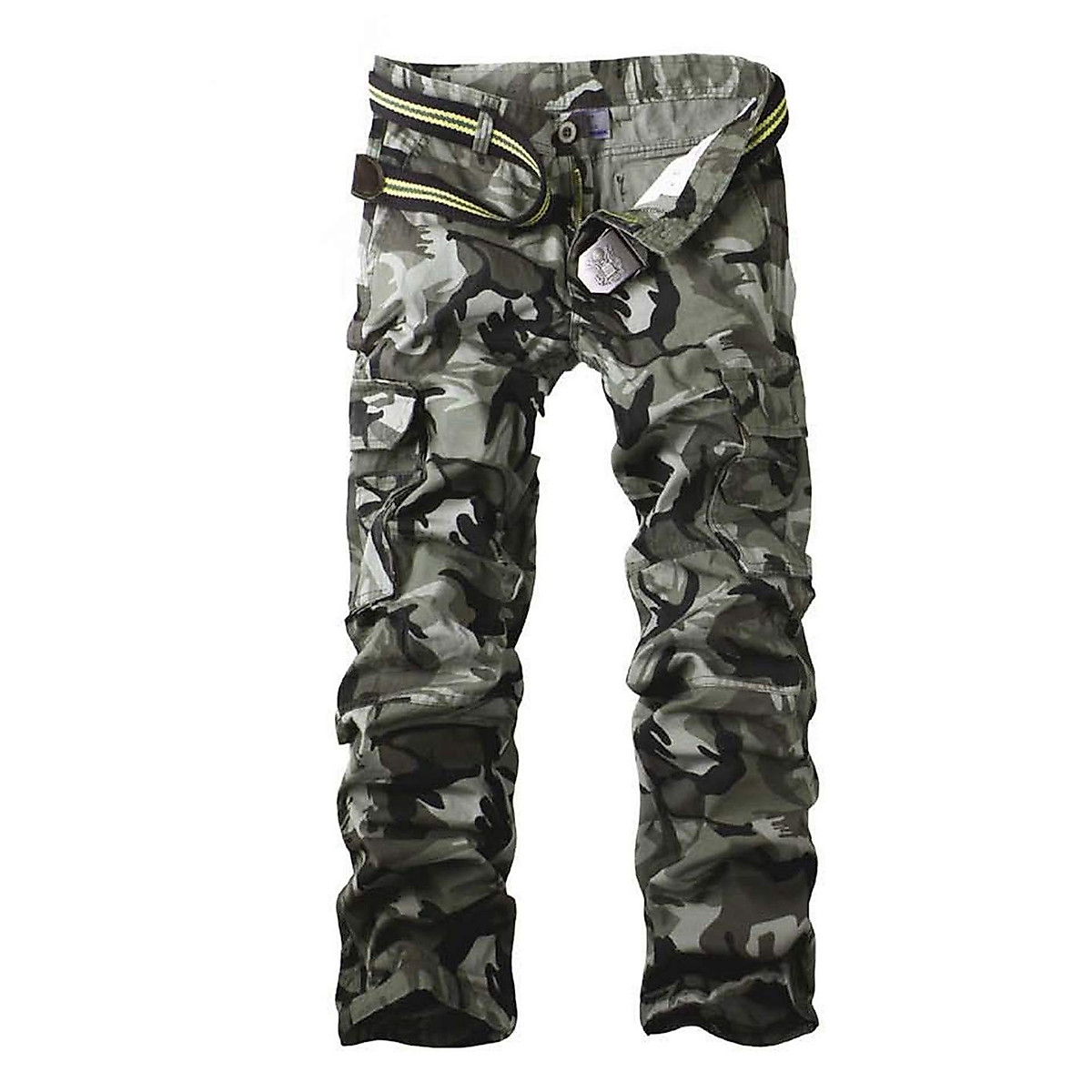 MNXOIA Military Style Army Combat Uniform Camouflage Pants Men's Camo Train Tactical Cargo Pants Casual Cotton Pants Gray Camo 38