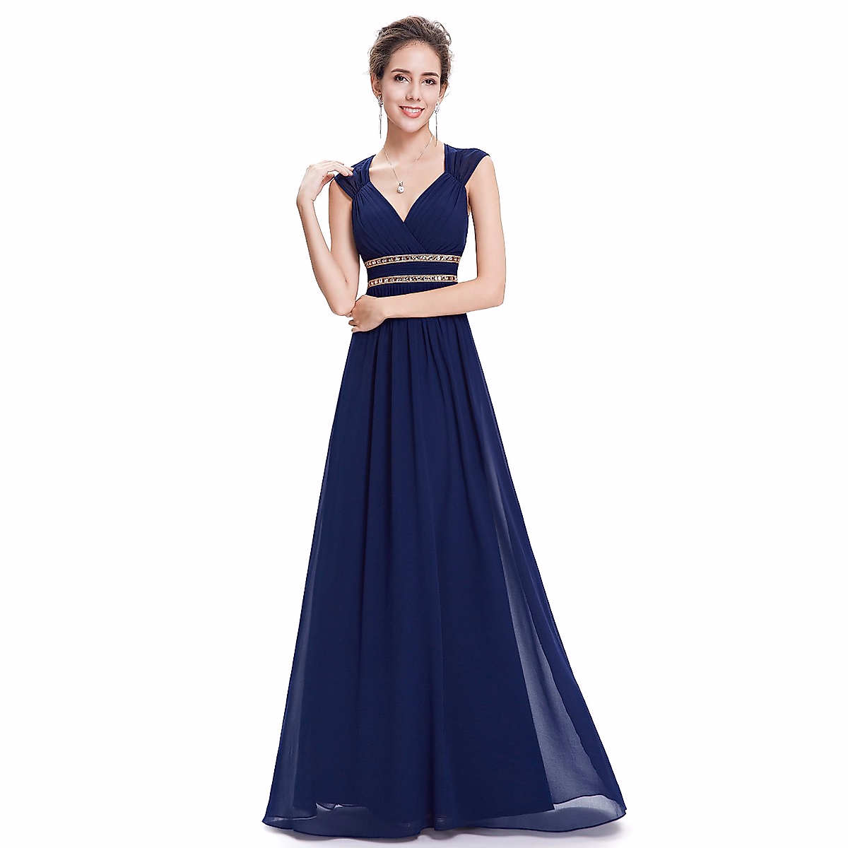 Ever-Pretty Womens Formal Sleeveless V-Neck Long Evening Dress 8 US Navy Blue