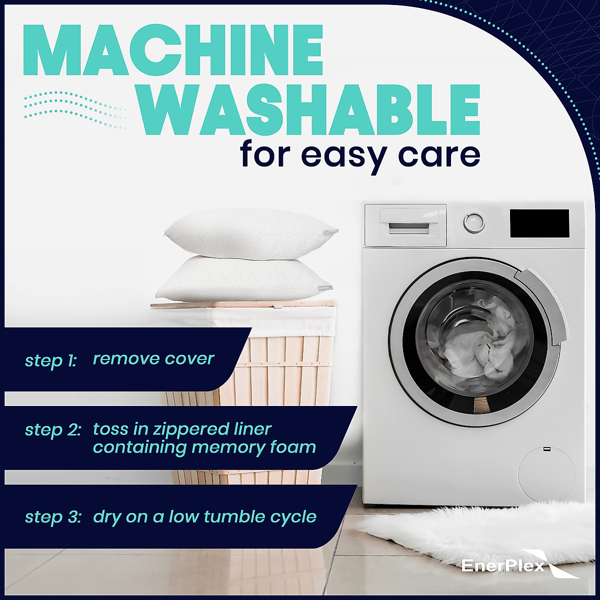 EnerPlex Memory Foam Pillows - Pack of 1 Adjustable, CertiPUR-US Certified King Size Pillows for Sleeping w/Extra Foam & Removable Viscose of Bamboo Cover - Machine Washable Firm Pillow