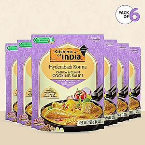 Kitchens of India Hyderabadi Korma, Cashew & Cumin Cooking Sauce 7 Oz (Pack of 6)