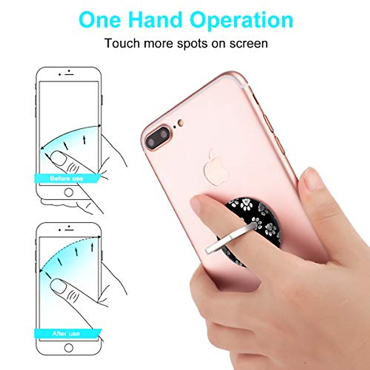 Bonoma Phone Ring Stand, 3 Pack Dog Paws 360 Degree Rotation Finger Grip Stand Holder Compatible with Smartphones and Tablets