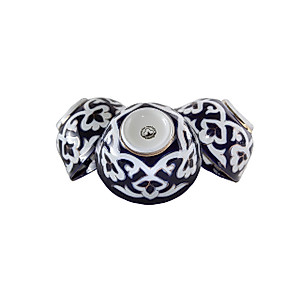 Set of 6 Uzbek Floral Tea Cups 7-Ounce Dark Blue And White Uzbekistan Ceramic Traditional Products NOT FAKE - FREE Uzbek Cookbooks Included