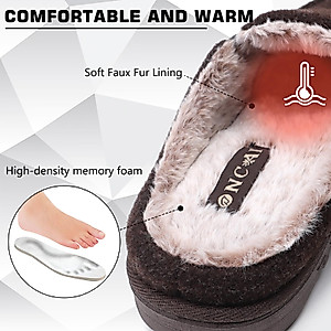 ONCAI Mens Slippers with Arch Support Wool and Cotton-Blend High-Density Memory Foam Felt House Shoes with Indoor Outdoor Rubber Soles
