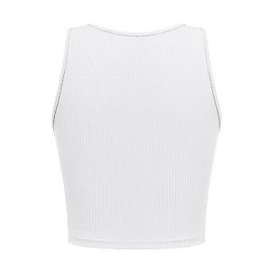 Ekouaer Women's Crop Tank Tops V Neck Workout Slim Fitted Crop Top White