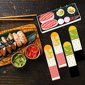 Funny Sushi Socks for Men Women Teen Boys - Funny Gifts Novelty Sushi Japanese Gifts Food Fun Funky Cool Crazy Silly Socks-Valentines Day Birthday Gifts Ideas Christmas Stocking Stuffers(L,2 pairs)
