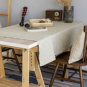 Home Brilliant Rectangle Tablecloth, Solid Checkered Table Cover for Party Kitchen, Indoor Outdoor Farmhouse Table Cloth for Dining Table, 52 x 72 inch, Natural