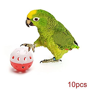 10pcs Hollow Rolling Bell Ball Plastic Parrot Cat Kitten Toy Bird Toy for Parakeet Cockatiel Parrot Chew Cage Fun Toys