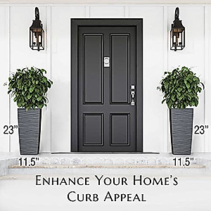 Janska by Mueller M-Resin Heavy Duty Tall Planter, Indoor/Outdoor Grande Plant, Tree, Flower Pot, 2-Piece Set, 24”, Modern Design, Built-in Drainage, Dark Gray