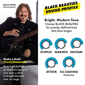 DR Strings Black Beauties-Black Coated Bass Guitar Strings 45-105 (BKB-45)