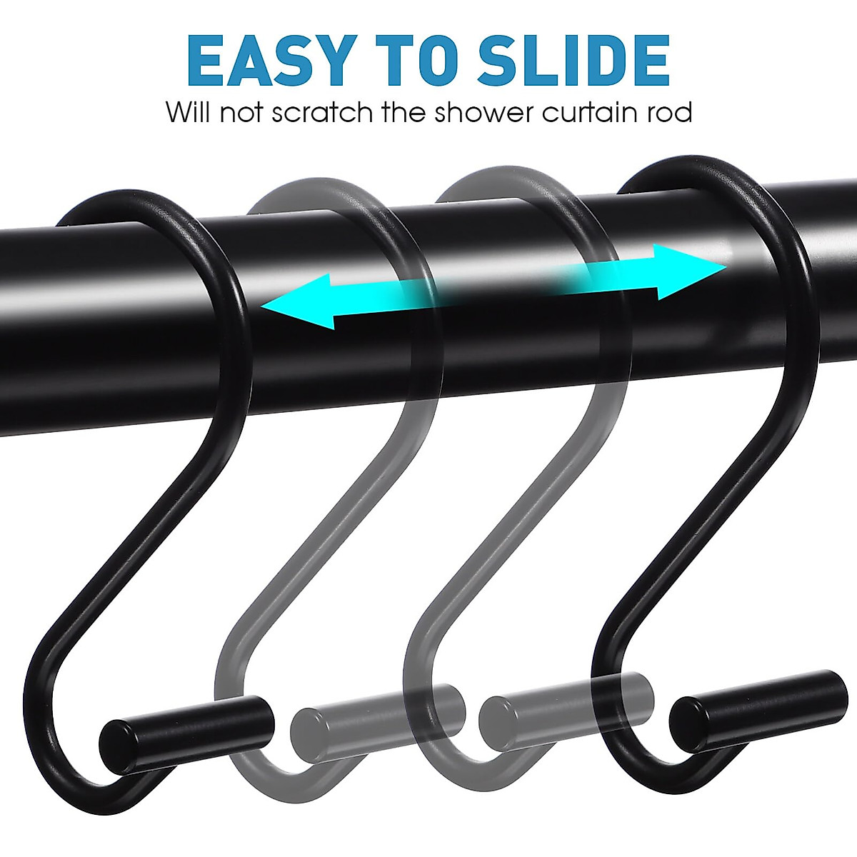 Lurrose 12Pcs Shower Curtain Hooks, Shower Curtain Rings Metal Shower Curtain Hooks for Bathroom Shower Kitchen Bedroom