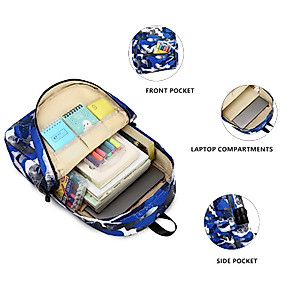Lmwzh Backpack For Boys Girls Elementary Waterproof teen School Bags Kids Bookbag Lightweight Camo Blue（2023 Model）