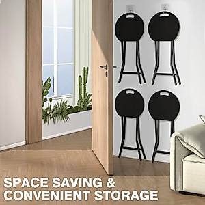 TAVR Furniture Portable Folding Chair with Handle, Heavy Duty Round Fold Stool Chair with 500lbs Capacity for Adults, 18 Inch Foldable Stool for Dorm, Kitchen, Vanity, Church and Outdoor use