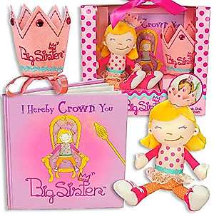 Tickle & Main Big Sister Gift Set, I Hereby Crown You Big Sister Book, Doll, and Child Size Crown