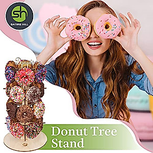 SATIRE HILL Premium Donut Tree Stand Uniquely Designed To Hold 24 Round Donut or Bagel Treats - Bring Some Sophistication to Your Next Celebration or Event With This Stylish Donut Holder.
