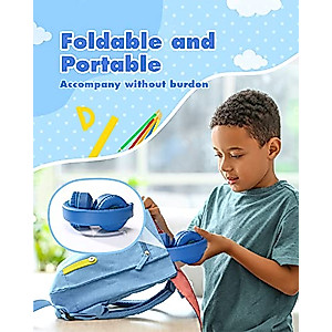 ZAMKOL Kids Bluetooth Headphones, Kids Wireless Headphones with MIC, 50H Play Time, Colorful LED Lights, 85/94db Volume Limited, Bluetooth 5.0, Foldable, Over Ear Headphones for School Travel iPad