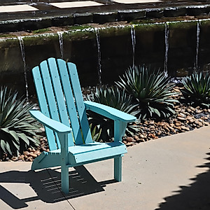 PolyTEAK Folding Adirondack Chair, Premium Weather Resistant Poly Lumber, Outdoor Patio Furniture, Up to 300 lbs, Plastic Adirondack Chairs for Patio Garden Fire Pit (Classic, Blue)