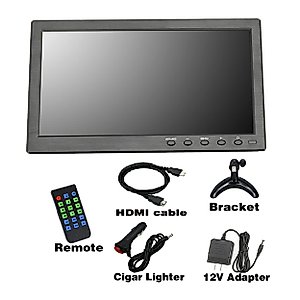 LONCEVON 10 inch Portable HDMI Monitor Mini VGA Monitor Screen for PC/Camera/TV/Raspberry PI/Gaming; 1024x600 Pixel Support 1920x1080P Resolution; with Dual Speakers and USB Port