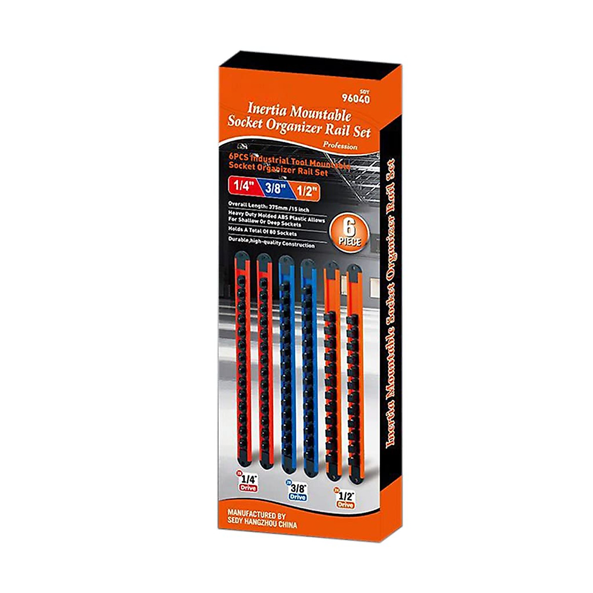 6-Pieces Practical Socket Organizer 1/4-Inch 3/8-Inch 1/2-Inch Socket Holders Red And Blue Magnetic Socket Organizers For Toolboxes