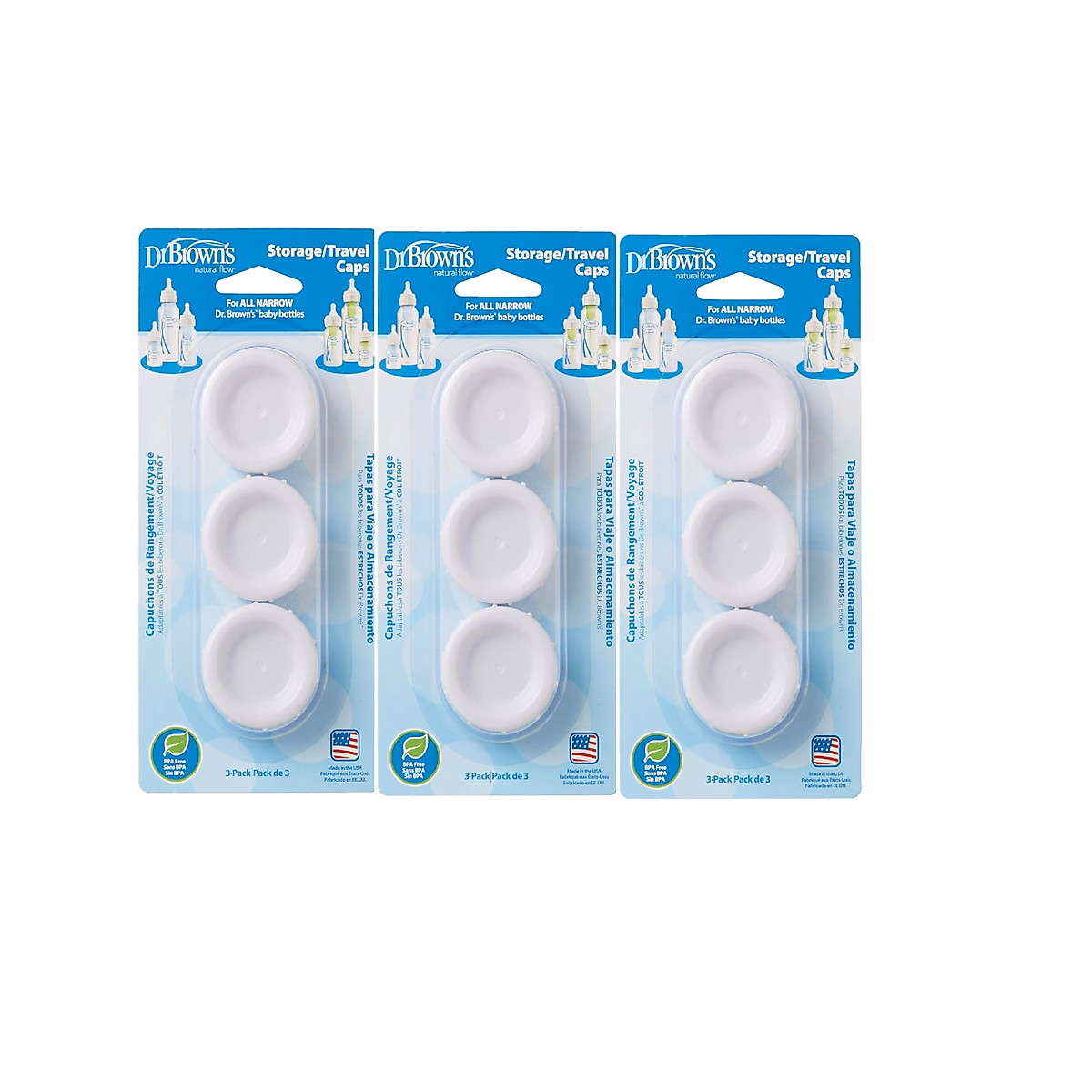 Dr. Brown's Natural Flow Standard Storage Travel Caps Replacement, 9 Count (Pack of 1)