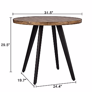 Comfy to go Round Dining Table, 31.5" Small Kitchen Table for 2-4 Person, Mid Century Modern Dining Table with 1.4" Thickness Wood Grain Tabletop for Dining, Living Room, Small Space (Rusty Brown)