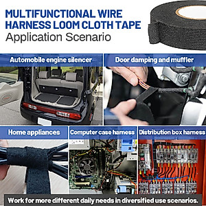 RED WOLF Wire Harness Tape Electric High Temp Wiring Cable Loom Adhesive Fabric Tape for Automobile Electrical Harness Wrap Noise Damping Protection Insulation Cable Fixed 3/4 Inch x 50 FT 2 Pack