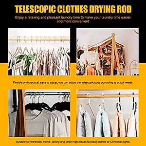 DOITOOL Garment Rod Hanger Retriever Pole- Adjustable High Reach Garment Hook Closet Pole- Extendable Reaching Stick Pole to Easily Reach Clothes and Closet Poles (Silver) Garment Hook Reach Pole