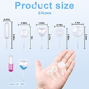 250 Pieces 4ml Cupcake Pipettes Dropper,Plastic Pipettes, Pipettes Dropper for Strawberries,Disposable Pipette Mini Liquid Injector for Strawberries Chocolate Ice Cream