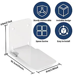 E-Senior Invisible Floating Bookshelves Set of 2, White Wall Mounted Bookshelf, Heavy-Duty Book Organizers, Iron Hanging Shelves for Bedroom, Living Room, Kitchen, Office