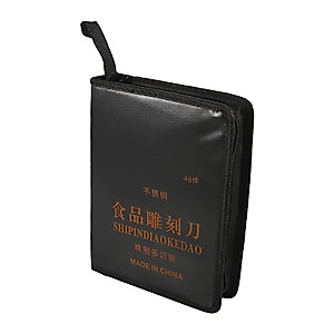 Culinary Carving Tool Set, 1 Set 46Pcs Carving Tools Kit Portable Kitchen Carving Chisel Chef Tools Vegetable Fruit Food Garnishing Cutting Slicing Carving Peeling Tools Kit with Carrying Case