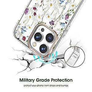MILPROX Magsafe iPhone 14 Pro Max Flower Case (2022), Magnetic Cute Design for Girls Women, Shockproof Floral Pattern Hard Back - MS Garden