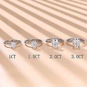 getlove Oval Cut Moissanite Engagement Ring 3ct Moissanite Rings for Women 18K Gold Plated Sterling Silver Solitaire Wedding Ring Lab Created Diamond Ring Gift for Her Size 7