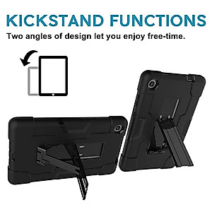 FIEWESEY For Lenovo Tab M7 Case,For Lenovo Tab M7 Gen 3 Case,Heavy-Duty Drop-Proof Shock-Resistant Rugged Hybrid case(Built-in Stand)for Lenovo Tab M7 Gen 3/M7/TB-7305F/TB-7305I/TB-7305X(Black/Black)