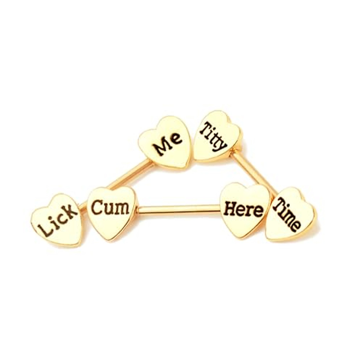 Salwosai 3Pairs 14G Stainless Steel Nipple Rings Suck It Heart Shape Letter Straight Barbell Bars Tongue Ring 13mm Bite Me Body Piercing Jewelry Set