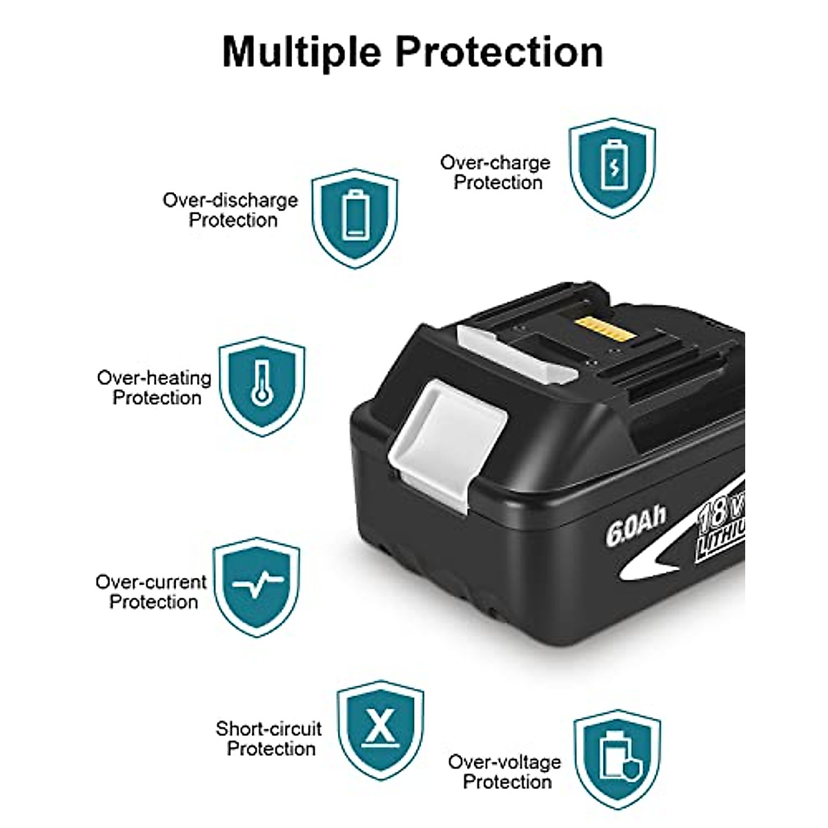 Amityke 6.0Ah Battery Replacement for Makita 18V Battery with One Charger (Including a Tool Bag)