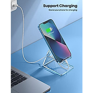 Lamicall Acrylic Phone Stand Desk Accessories - Clear Office Cell Phone Holder, Transparent Phone Stand for Desk, Desktop, Office Desk Accessories, Suitable for iPhone Accessories, 4-8'' Phone