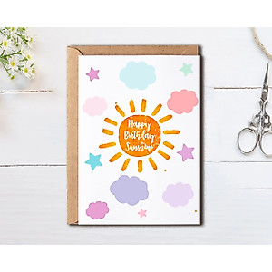 Happy Birthday Sunshine Letterpress Card - Sunny Greeting Card - Funny Card - Cute Sun Card - Funny Sun Card - Meaningful Gift Card