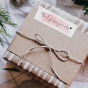 3"x 1" Thank You for Your Order Stickers, Pink Thank You Stickers for Small Business Packaging, Envelopes, Bubble Mailers and Gift Bags Packaging (4 Roll, Thank You for Your Order)