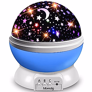 Moredig Baby Projector Night Light, Rotating Baby Light Projector, Star Night Lights Projector for Kids Room, Kids Night Light with 8 Color Changing Gifts for Baby Kids - Blue
