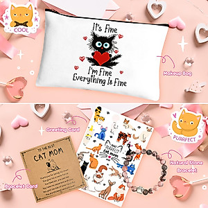 SIXVALA Cat Lover Gifts for Women, Best Cat Mom Gift Box With 20 Oz Tumbler, Makeup Bag, Scented Candle, Bracelets, Keychain, Cat Themed Gifts for Friend, Daughter, Mother, Sister, Wife